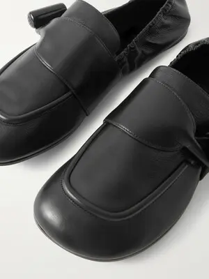 Loewe Toggle Embellished Leather Loafers - Black