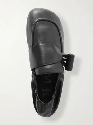 Loewe Toggle Embellished Leather Loafers - Black
