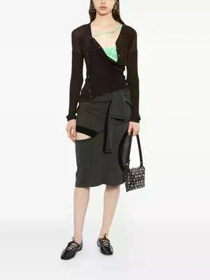 OPEN YY Cut-out Colour-block Midi Skirt