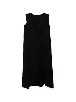 Y’s Pinstriped Ruffled Dress - Black