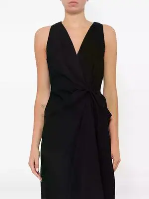 LANVIN V-neck Knot Detail Mini Dress - Black