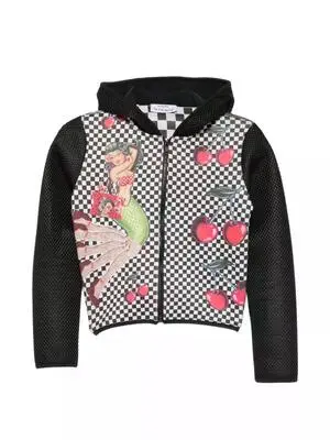 The Artistylist Checkered Mermaid Graphic Jacket - Black