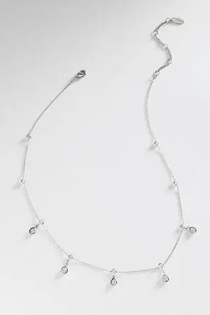Anthropologie Delicate Bezel Drop Necklace - Silver