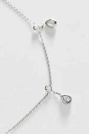 Anthropologie Delicate Bezel Drop Necklace - Silver