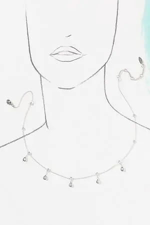 Anthropologie Delicate Bezel Drop Necklace - Silver