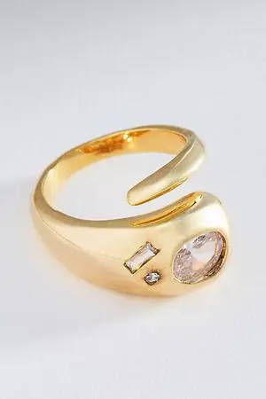 Anthropologie Crystal Wrap Adjustable Ring - Clear