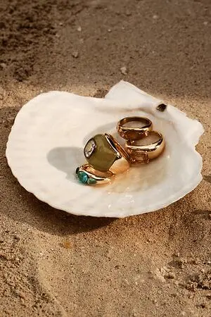 Anthropologie Crystal Resin Cocktail Ring - Mint