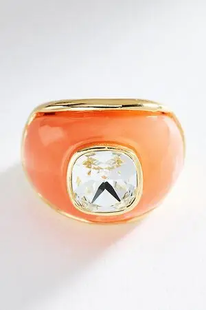 Anthropologie Crystal Resin Cocktail Ring - Peach
