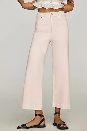 Paige Anessa High-rise Crop Wide-leg Jeans - Pink