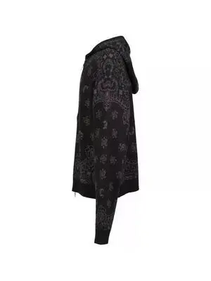 JUN/NAKAYAMA Paisley Jacquard Knit Zip-up Hoodie - Black
