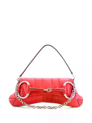 Gucci Horsebit Chain Vertical Quilted Leather Shoulder Bag - Red