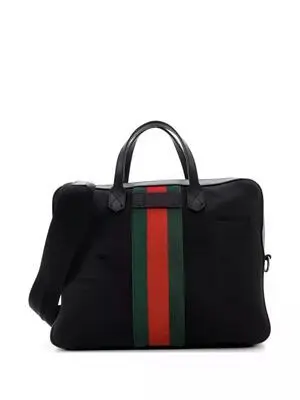 Gucci Web Zip Around Briefcase Techno Canvas Medium Business Bag