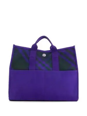Burberry Large Open Shopper Check Canvas Tote Bag
