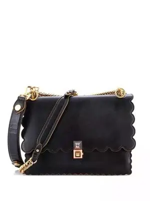 Fendi Kan I Leather Medium Shoulder Bag - Black