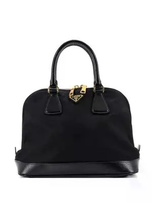 Prada Tessuto And Saffiano Leather Medium Satchel - Black