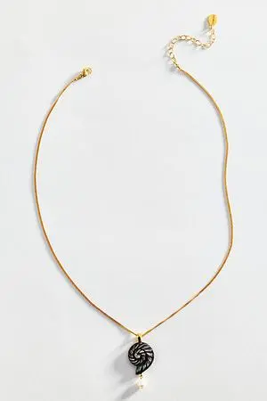 Chan Luu Nautilus Pendant Necklace With Pearl Accent - Black