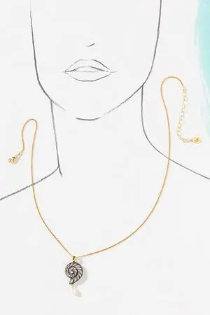 Chan Luu Nautilus Pendant Necklace With Pearl Accent