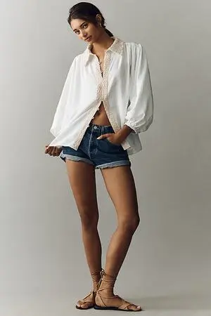 MARE MARE Embroidered Puff Sleeve Buttondown Shirt