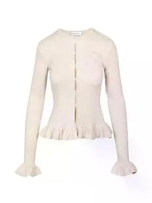 IOANA CIOLACU Beige Ribbed Peplum Blouse