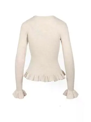 IOANA CIOLACU Beige Ribbed Peplum Blouse