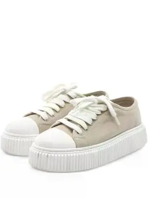 Miu Miu Platform Canvas Sneakers - Neutrals