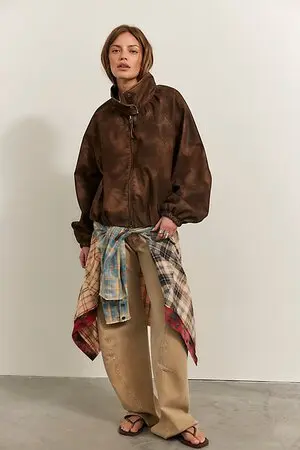 Free People We The Free Chelsea Vegan Suede Funnel-neck Jacket - Brown
