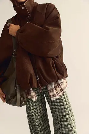 Free People We The Free Chelsea Vegan Suede Funnel-neck Jacket - Brown