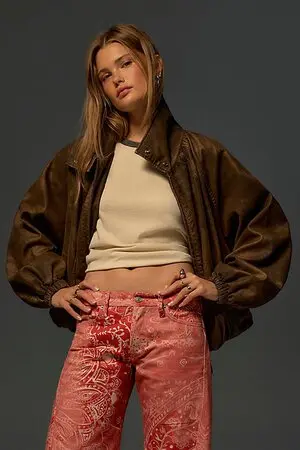 Free People We The Free Chelsea Vegan Suede Funnel-neck Jacket - Brown