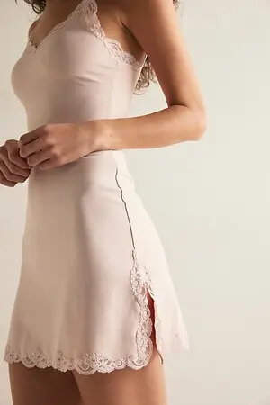 Only Hearts Lace Trim Mini Slip Dress - Tender