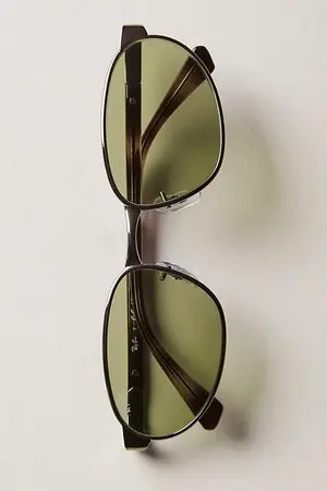Free People Ray-ban Oval Sunglasses - Silver/green