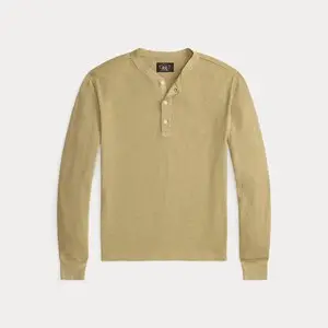 Ralph Lauren Garment-dyed Waffle-knit Henley Shirt - Spring Beige