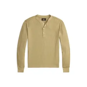 Ralph Lauren Garment-dyed Waffle-knit Henley Shirt - Spring Beige