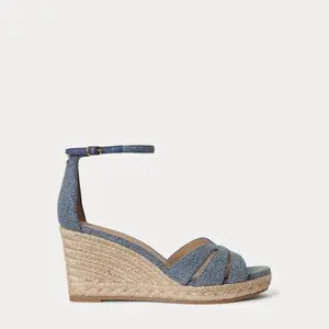 Ralph Lauren Nellie Washed Denim Wedge Espadrilles