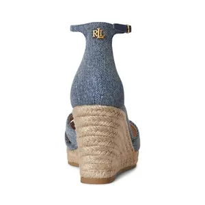 Ralph Lauren Nellie Washed Denim Wedge Espadrilles