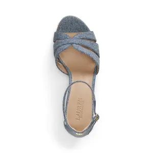 Ralph Lauren Nellie Washed Denim Wedge Espadrilles