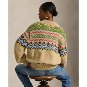 Ralph Lauren Fair Isle Lace-up Sweater