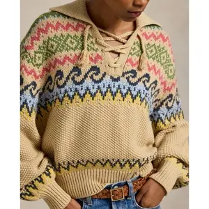 Ralph Lauren Fair Isle Lace-up Sweater