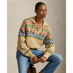 Ralph Lauren Fair Isle Lace-up Sweater