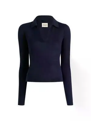 Khaite Mikel Silk Knit Polo - Blue