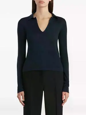 Khaite Mikel Silk Knit Polo