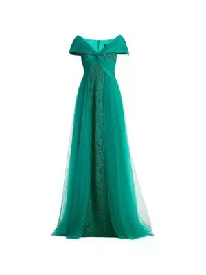 Tadashi Shoji Twisted Lace Maxi Dress - Green