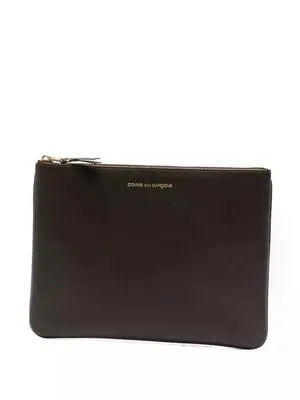 Comme Des Garçons Logo-print Leather Clutch Bag - Brown