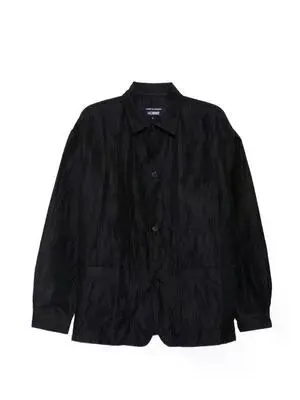 Comme Des Garçons Pinstripe-pattern Crinkled Jacket - Blue