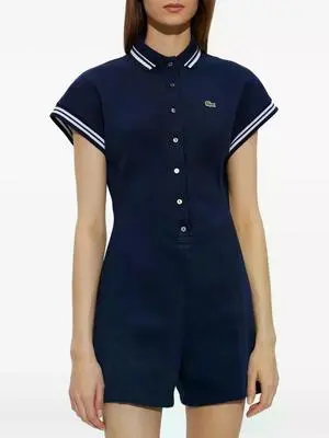 Lacoste Striped-trim Logo Patch Playsuit