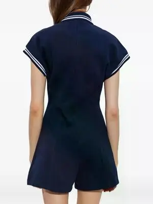 Lacoste Striped-trim Logo Patch Playsuit