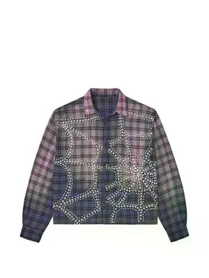 VALE FOREVER Crystal-embellished Checkered Flannel Shirt