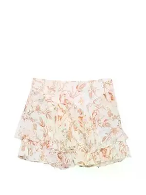 Hemant & Nandita Ezra Floral-print Ruffled Mini Skirt - Neutrals