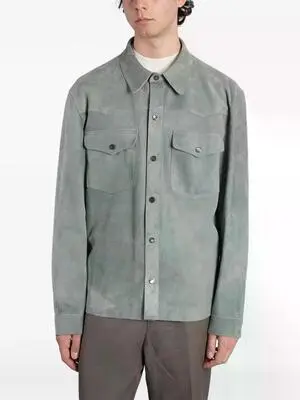 SALVATORE SANTORO Suede Western-style Shirt Jacket - Green