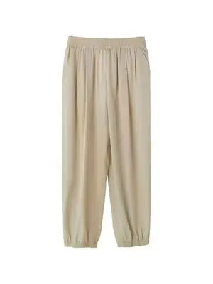 RECTO Pleated Trousers With Elasticated Cuffs - Neutrals