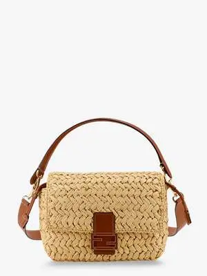 Fendi Mamma Baguette Medium Raffia Baguette - Beige
